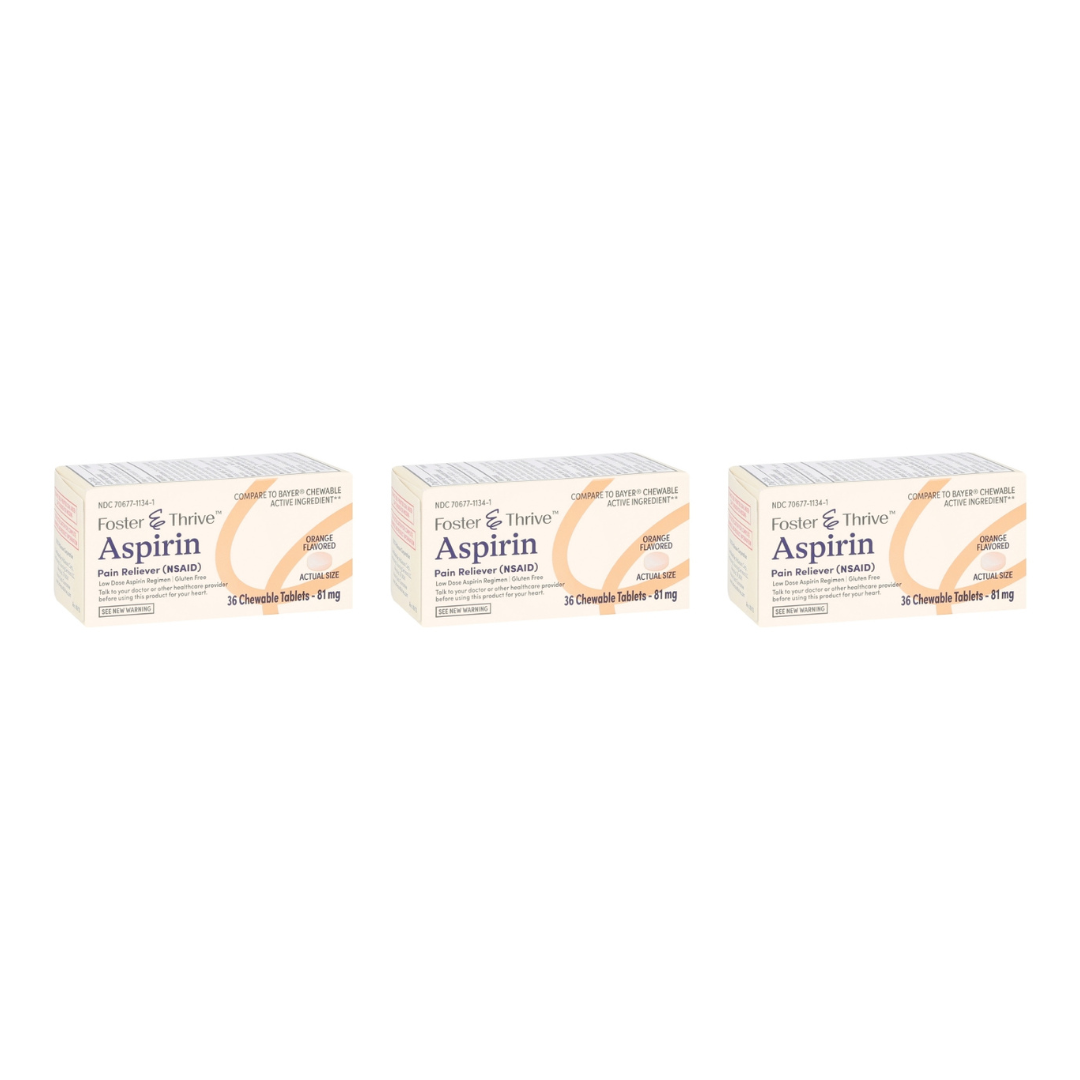 FSA-Approved Foster & Thrive Low Dose Aspirin 81 mg Chewable Tablets ...